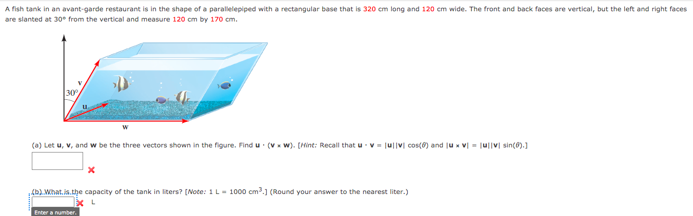 Solved A fish tank in an avant-garde restaurant is in the | Chegg.com