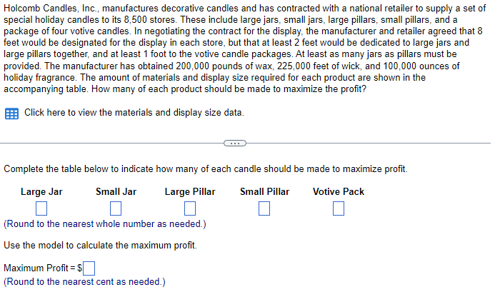 Solved \begin{tabular}{|ccccccc|} \hline & Large Jar & Small | Chegg.com