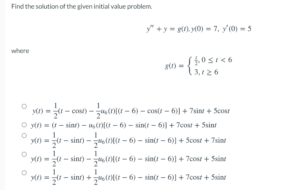 Solved Find the solution of the given initial value problem. | Chegg.com