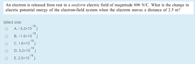 Solved An electron is released from rest in a uniform | Chegg.com