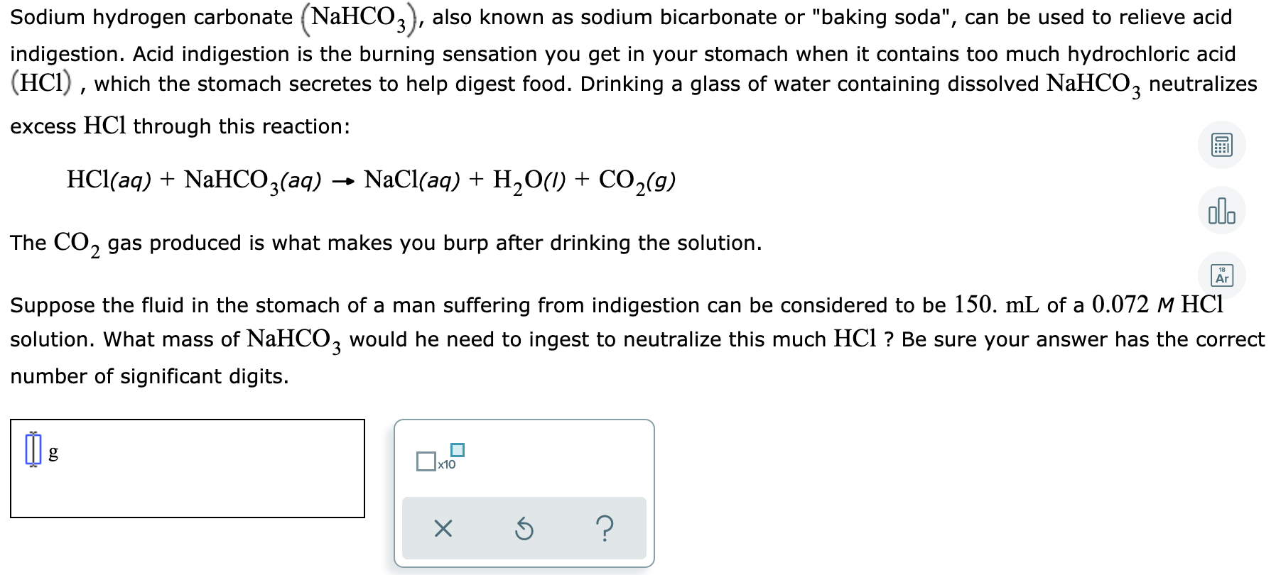 Solved Sodium hydrogen carbonate (NaHCO3), also known as | Chegg.com