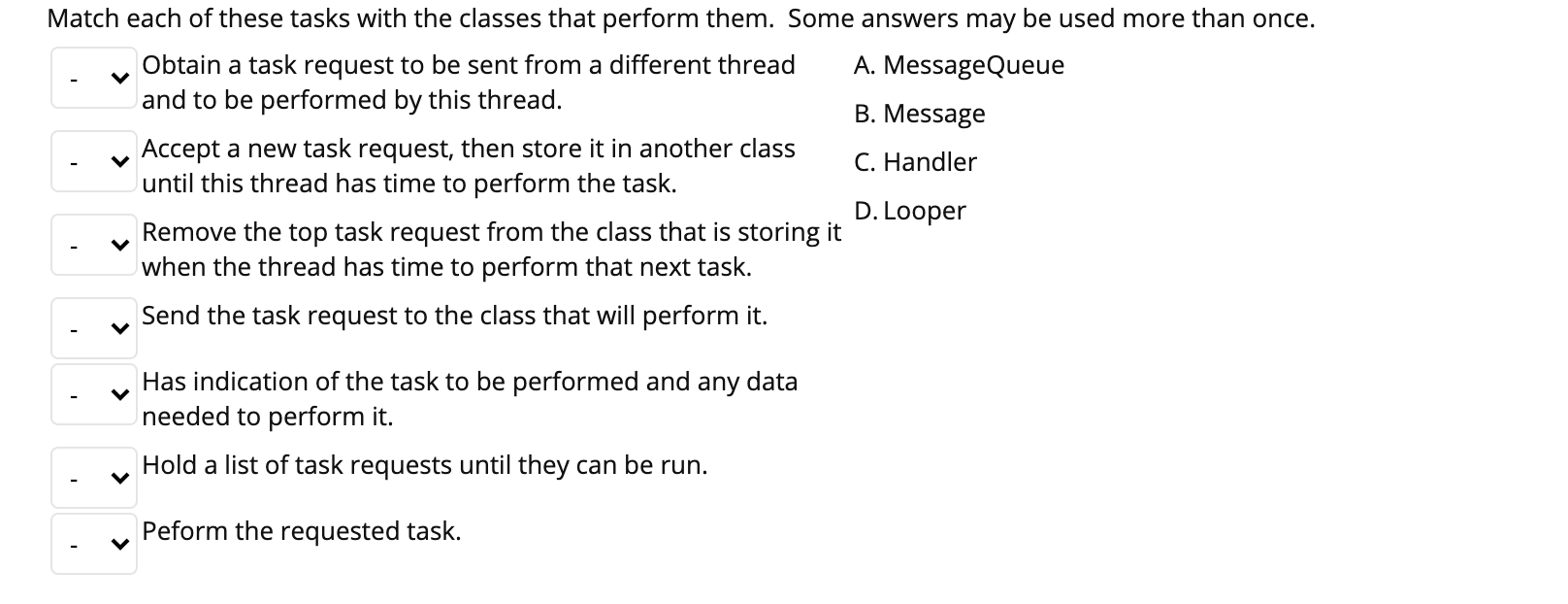 Solved Match each of these tasks with the classes that | Chegg.com