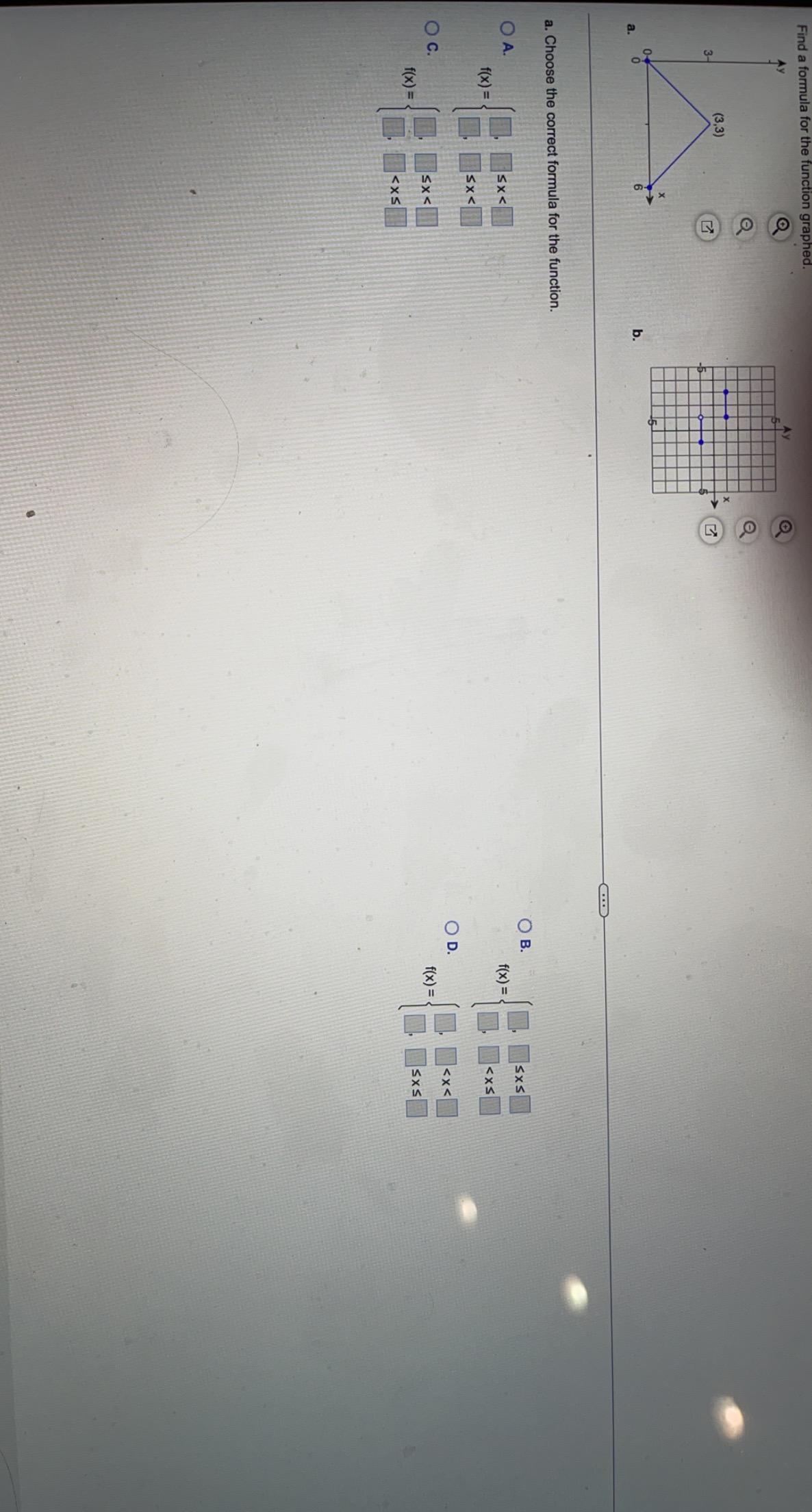 Solved Find a formula for the function graphed. (3,3) 3- a. | Chegg.com