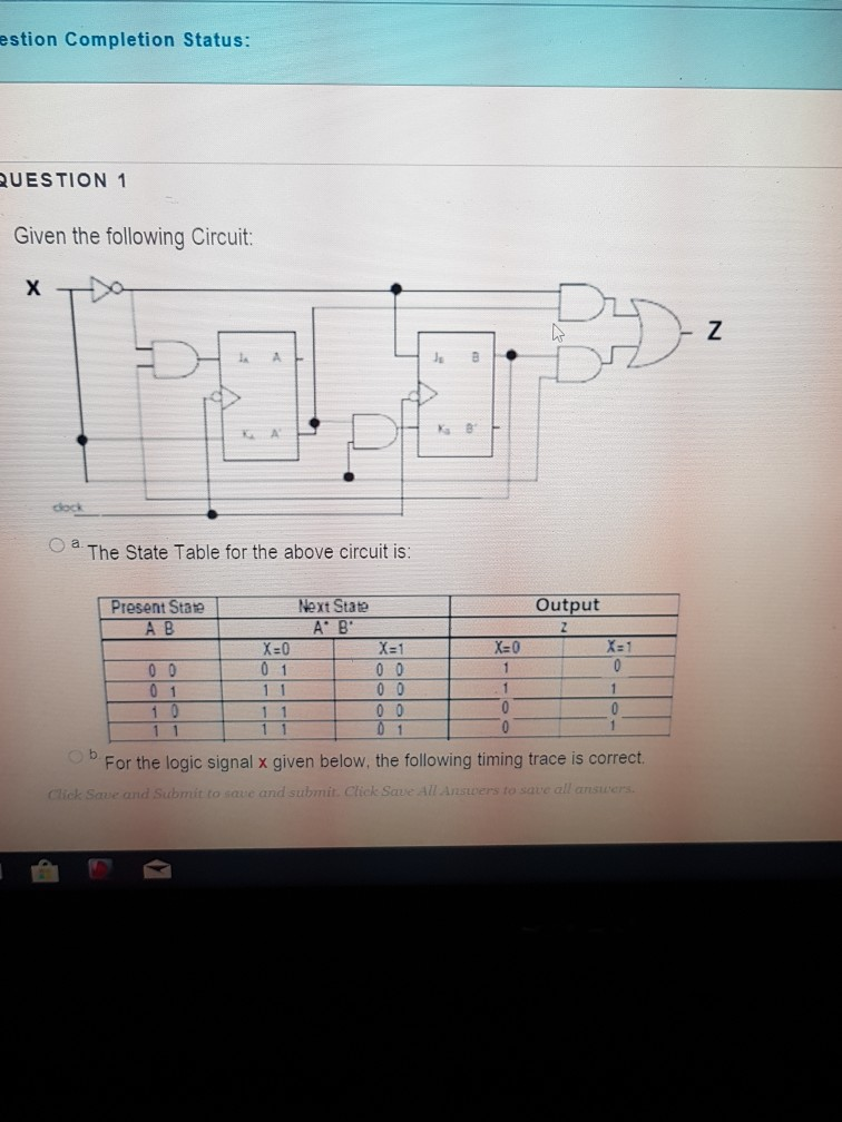 Solved estion Completion Status: QUESTION 1 Given the | Chegg.com