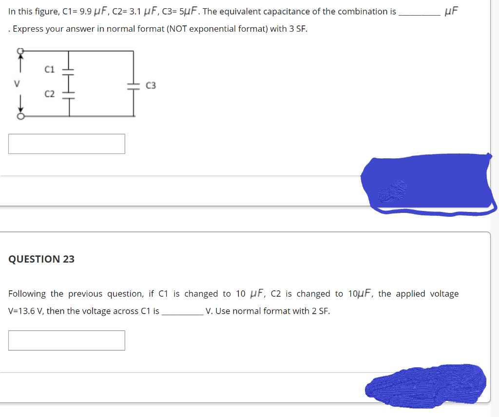Solved UF In this figure, C1= 9.9 UF, C2= 3.1 uF, C3= 5uF. | Chegg.com