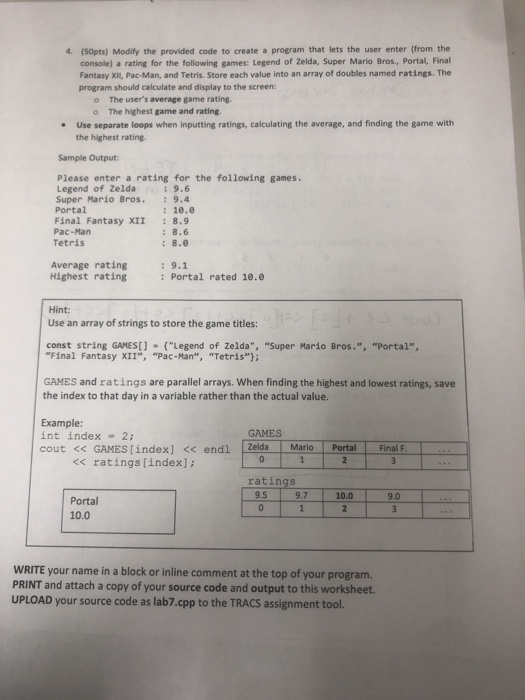 Solved 4、 (50pts) Modify the provided code to create a | Chegg.com
