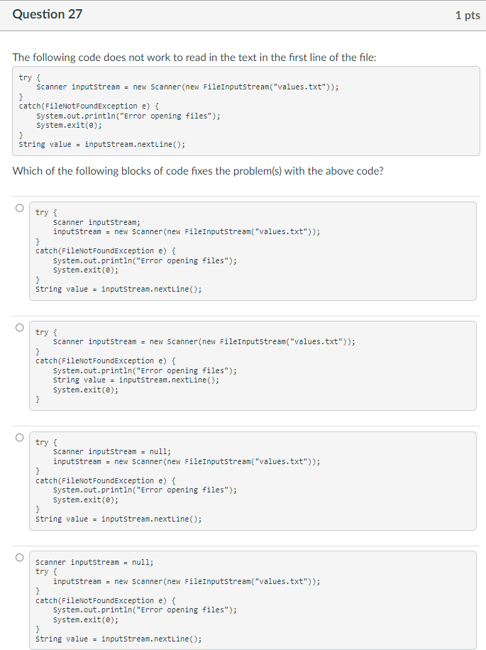 Solved The following code does not work to read in the text | Chegg.com