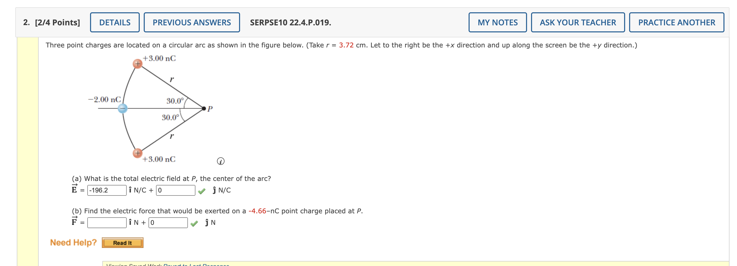 Solved Three point charges are located on a circular arc as | Chegg.com
