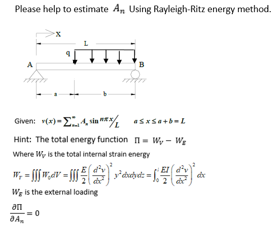 Solved Please help to estimate An Using Rayleigh-Ritz energy | Chegg.com