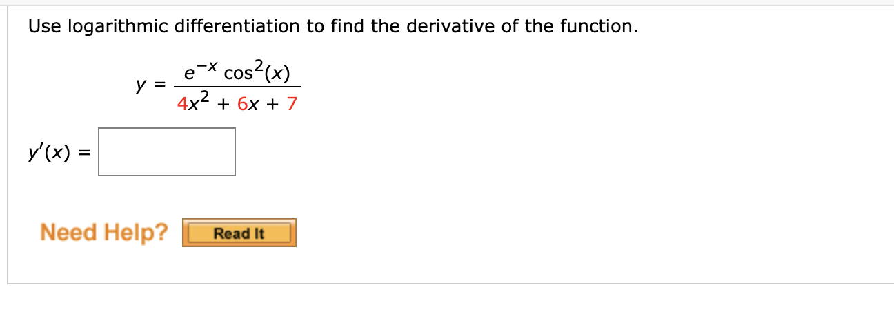 Solved Use logarithmic differentiation to find the | Chegg.com