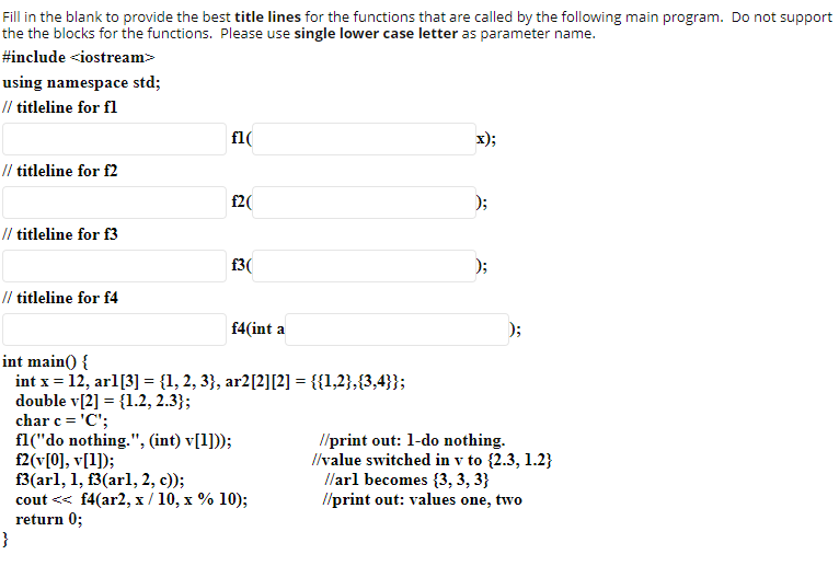 Solved Fill in the blank to provide the best title lines for | Chegg.com