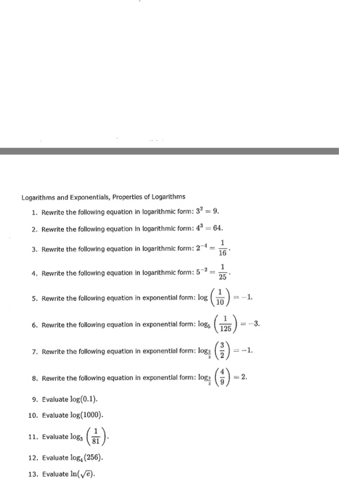 Solved Logarithms and Exponentials, Properties of Logarithms | Chegg.com