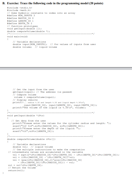 B. Exercise: Trace the following code in the | Chegg.com