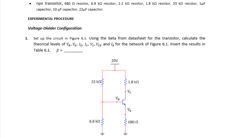 Solved npn transistor, 680 resistor, 6.8 ko resistor, 2.2 ka | Chegg.com