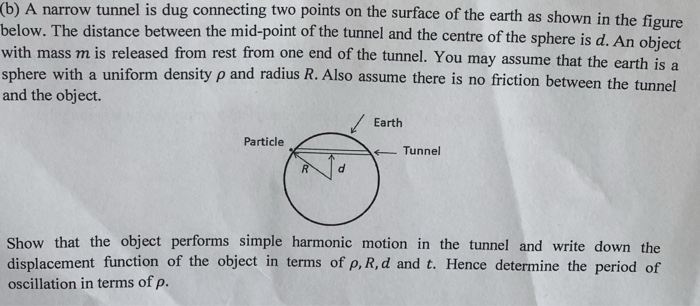 Solved (b) A narrow tunnel is dug connecting two point | Chegg.com
