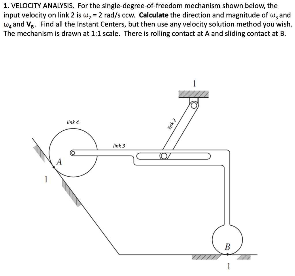 Solved 1. VELOCITY ANALYSIS. For the | Chegg.com