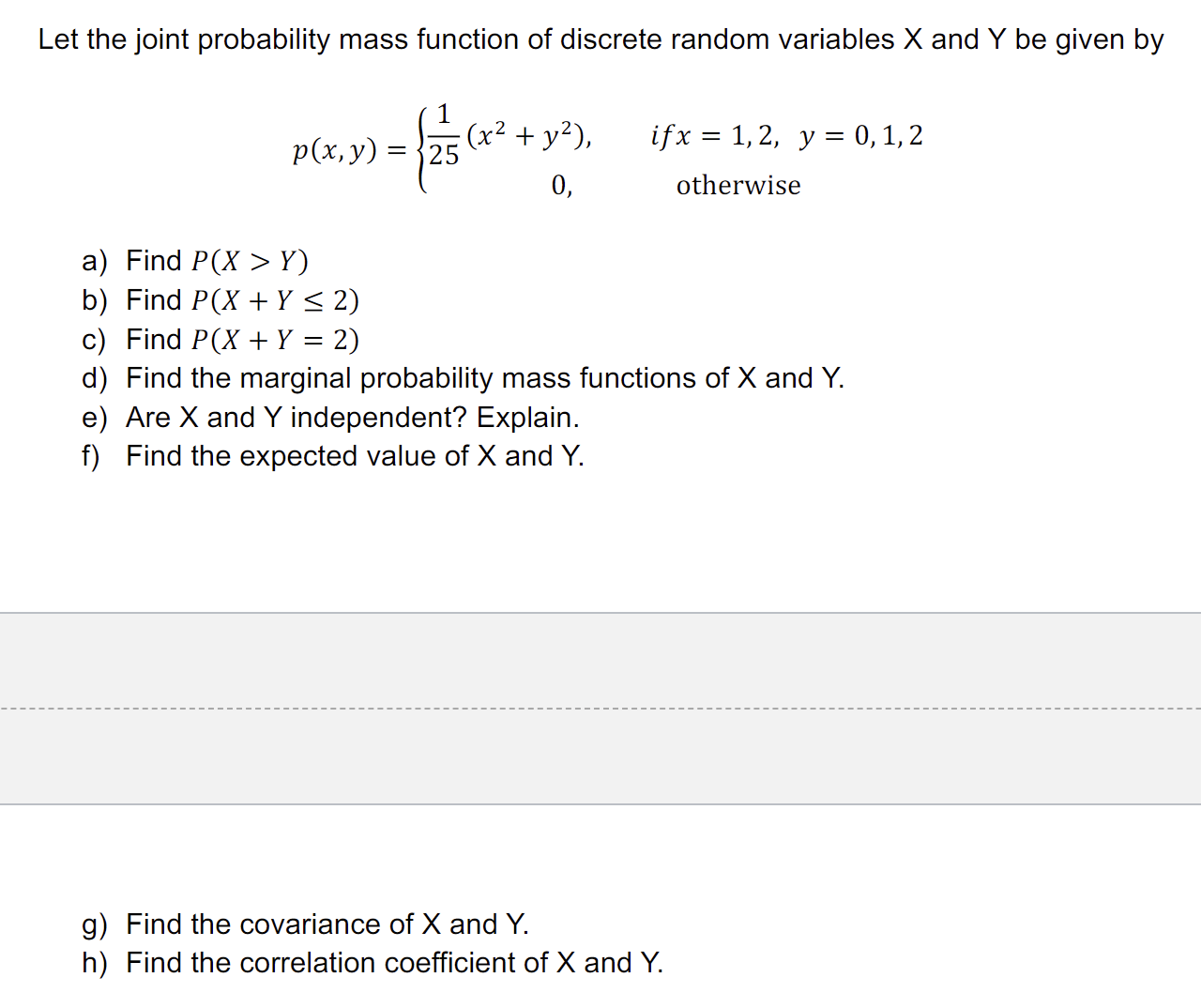 Solved Let the joint probability mass function of discrete | Chegg.com
