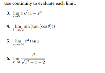 Solved Use continuity to evaluate each limit. 3. | Chegg.com