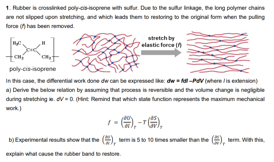 Solved 1. Rubber is crosslinked poly-cis-isoprene with | Chegg.com