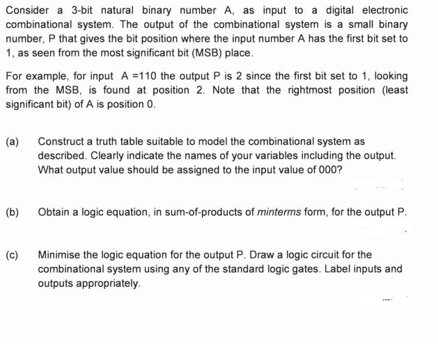 Solved Consider a 3-bit natural binary number A, as input to | Chegg.com