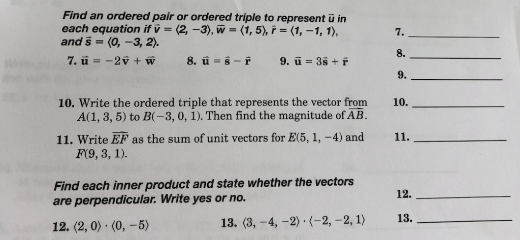 Solved Find an ordered pair or ordered triple to represent u | Chegg.com