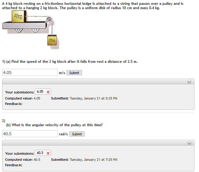 Solved A 4 kg block resting on a frictionless horizontal | Chegg.com