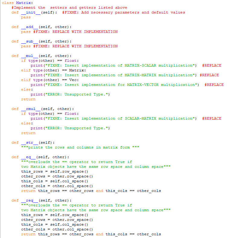 Solved Implement In Python Implement A Class Matrix That 