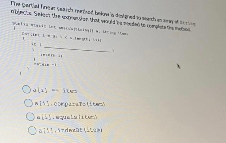 Solved The partial linear search method below is designed to | Chegg.com