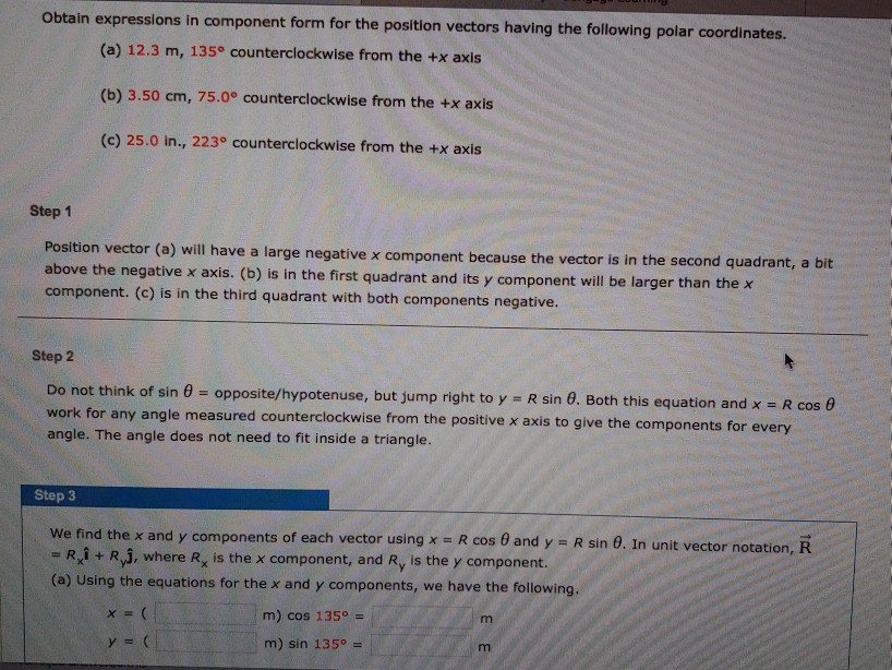 Solved Obtain expressions in component form for the position | Chegg.com