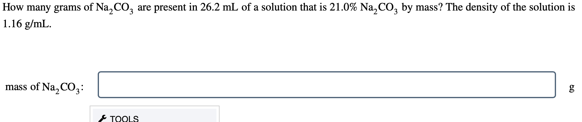 Solved How many grams of Na2CO3 are present in 26.2 mL of a | Chegg.com