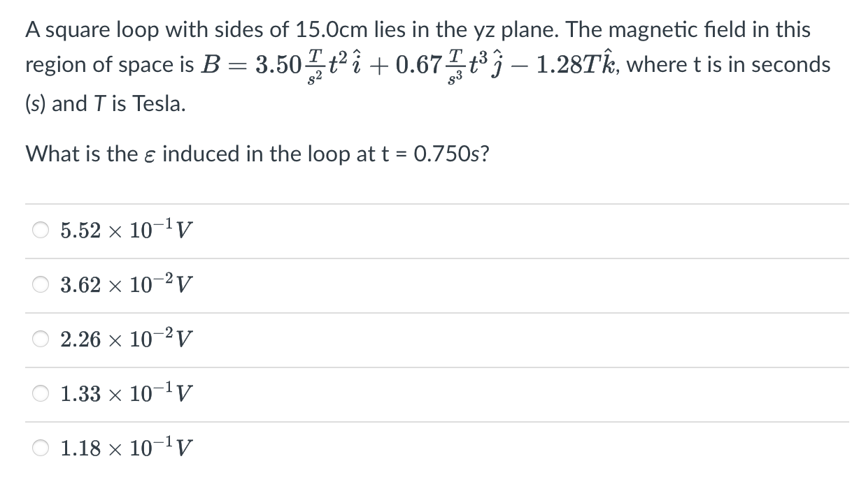 Solved A square loop with sides of 15.0cm ﻿lies in the yz | Chegg.com
