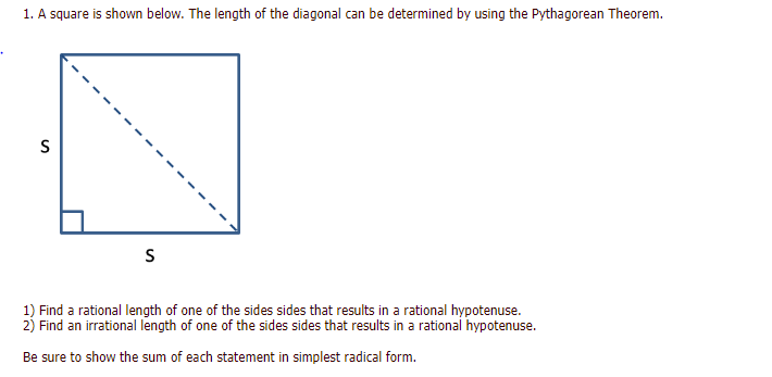 Solved 1. A square is shown below. The length of the | Chegg.com