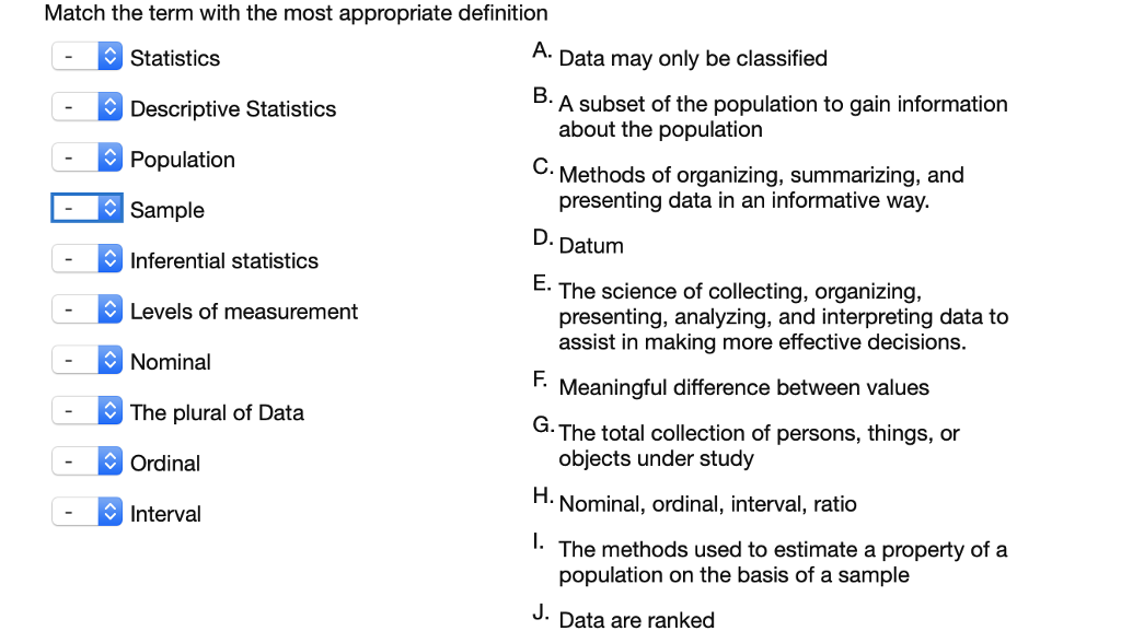 Solved Match the term with the most appropriate definition | Chegg.com