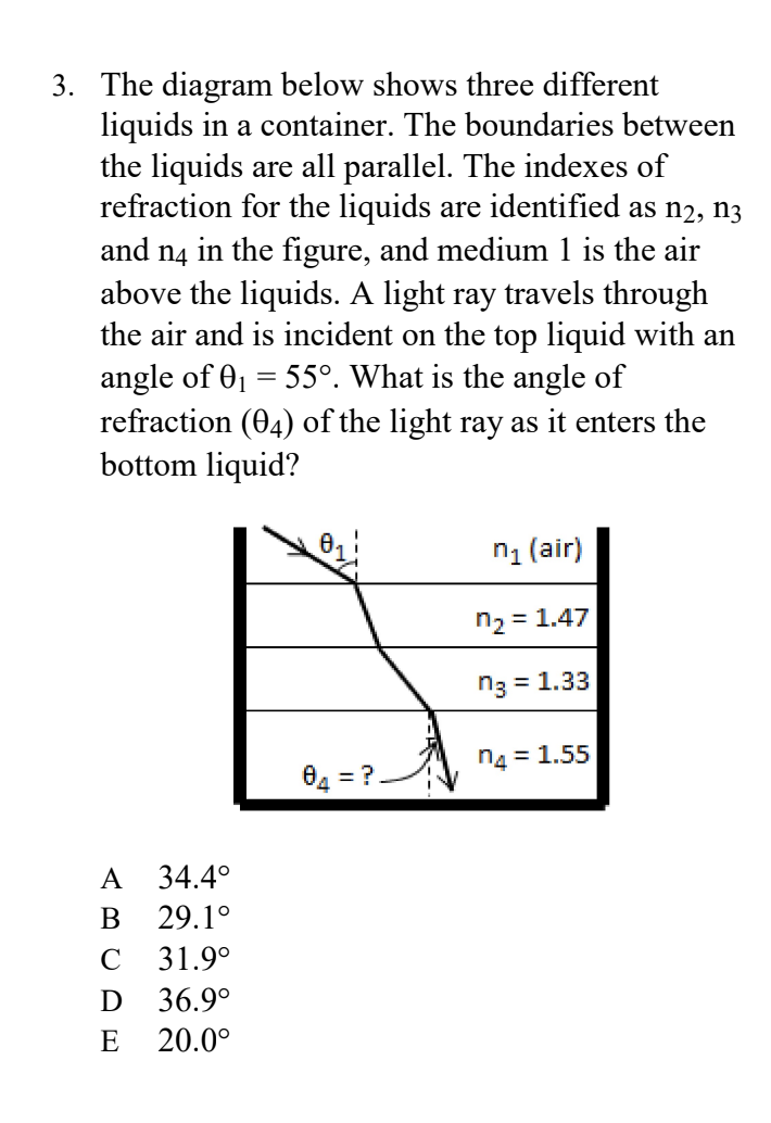 Solved 3. The diagram below shows three different liquids in | Chegg.com
