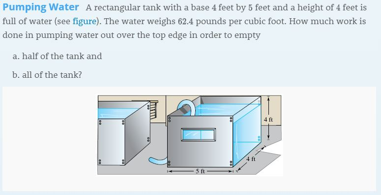 Solved Pumping Water A rectangular tank with a base 4 feet | Chegg.com