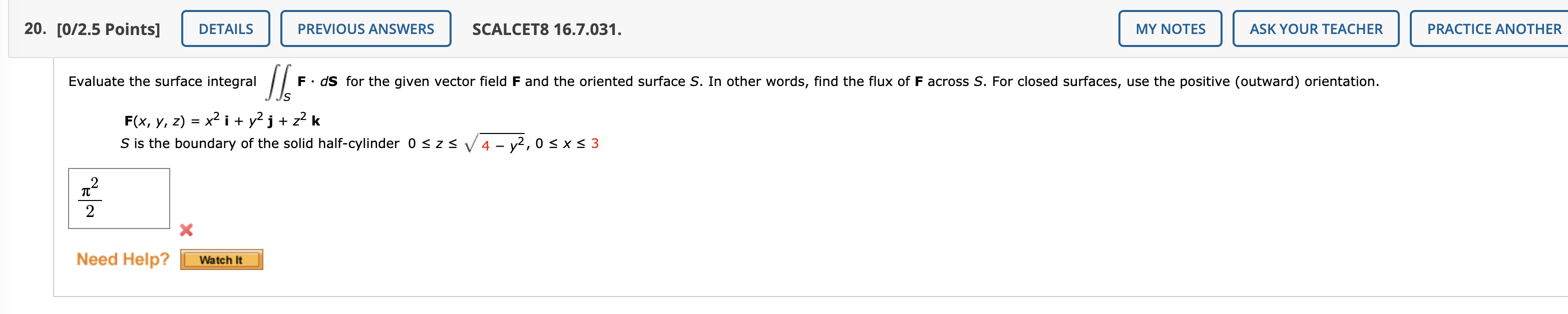 Solved 20. [0/2.5 Points] DETAILS PREVIOUS ANSWERS SCALCET8 | Chegg.com