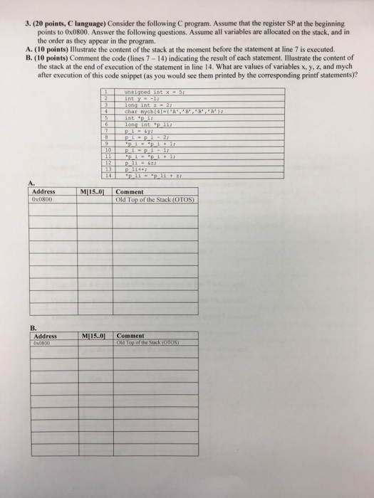 Solved Consider The Following C Program Assume That The 