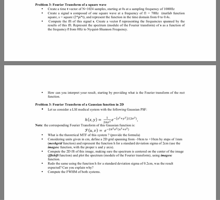 Solved Problem 3: Fourier Transform of a square wave Create | Chegg.com