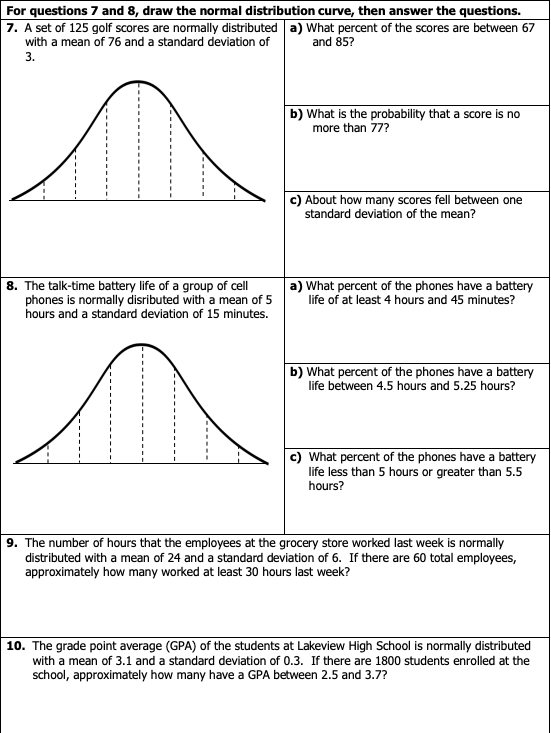 For questions 7 and 8, draw the normal distribution | Chegg.com