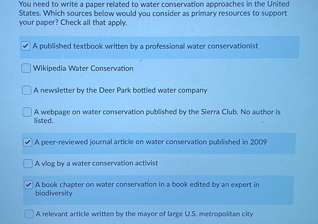 Solved You need to write a paper related to water | Chegg.com