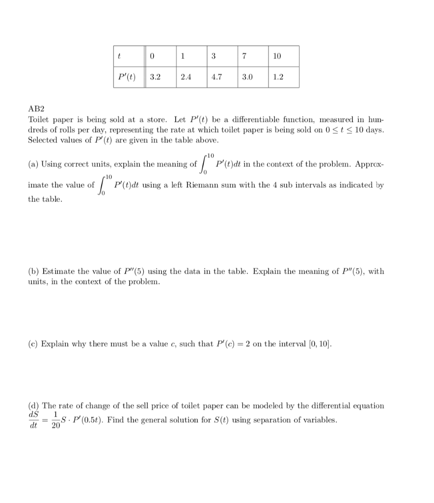 Solved P't) 3.2 2.4 4.7 3.0 1.2 AB2 Toilet paper is being | Chegg.com