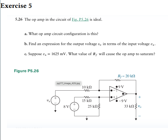 Solved 5.26 The op amp in the circuit of Eig P5.26 is ideal. | Chegg.com