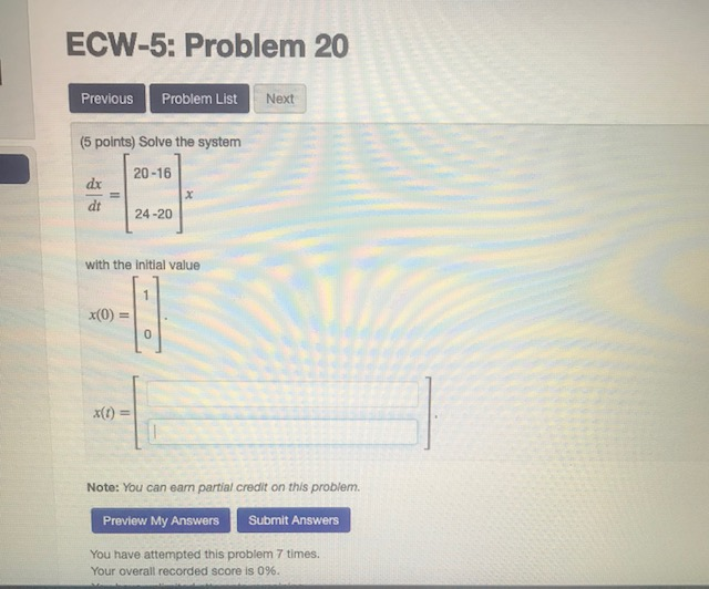 Solved ECW-5: Problem 20 Previous Problem List Next (5 | Chegg.com