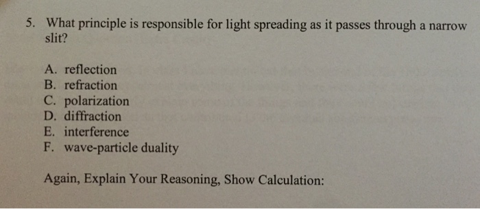 Solved What principle is responsible for light spreading as | Chegg.com