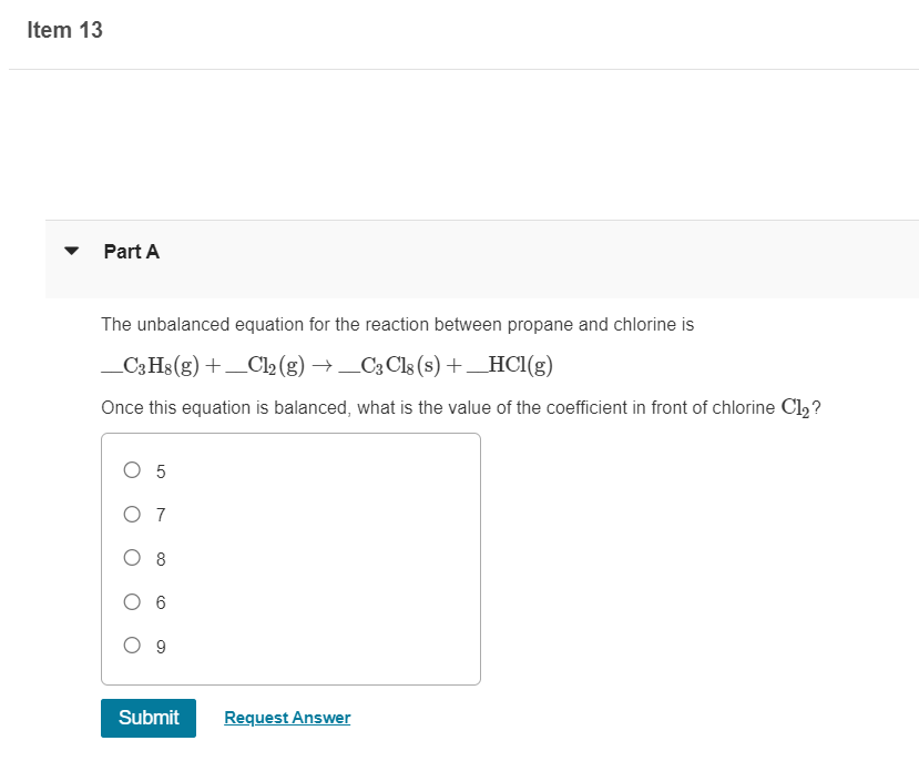 Solved The unbalanced equation for the reaction between | Chegg.com