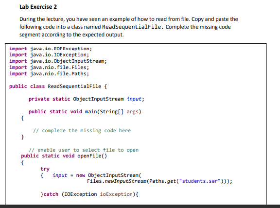 Solved Lab Exercise 2 During the lecture, you have seen an | Chegg.com