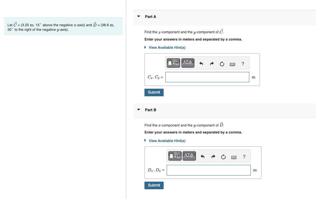 Solved Let C → = (3.25 mm, 15 above the negative x-axis) and | Chegg.com