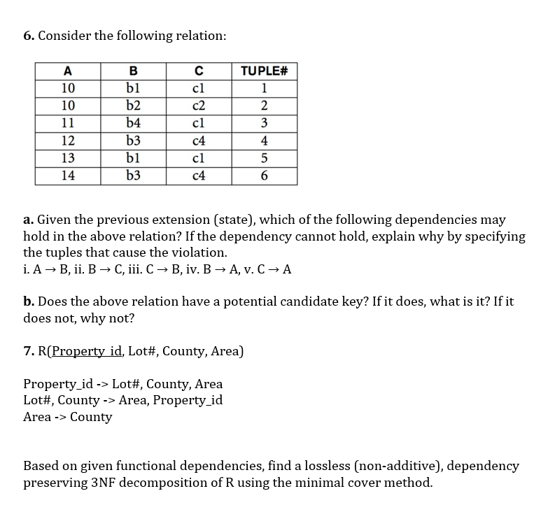 Solved 6. Consider the following relation: a. Given the | Chegg.com