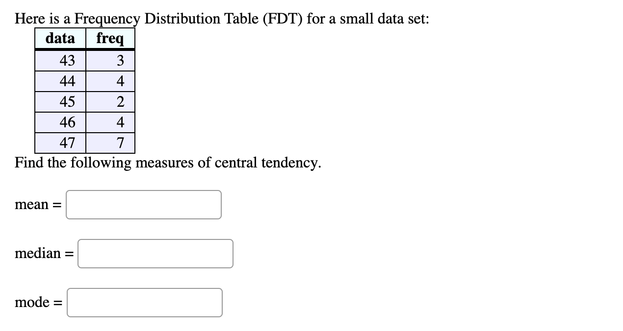 Solved Here is a Frequency Distribution Table (FDT) for a | Chegg.com