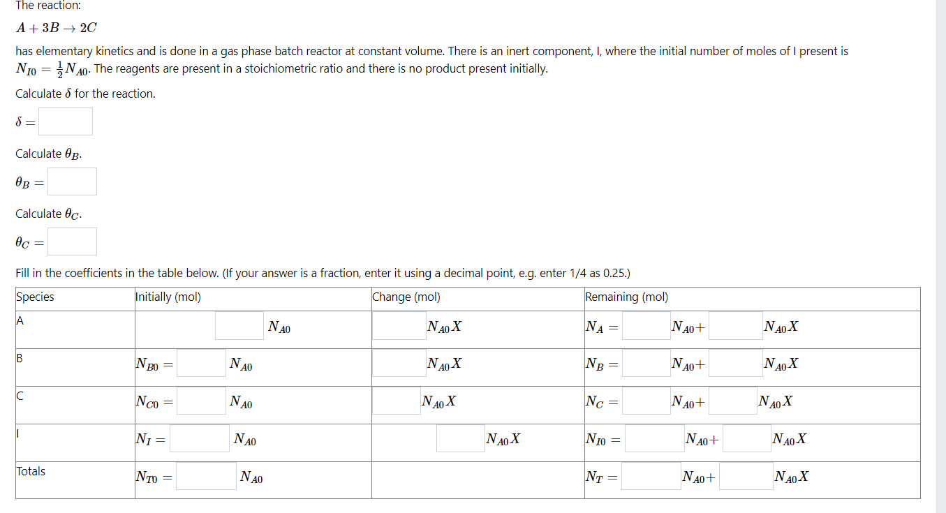 Solved The reaction: A+3B→2C has elementary kinetics and is | Chegg.com